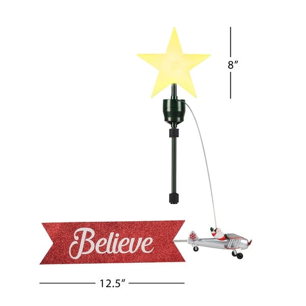 Animated Biplane Tree Topper with Banner - White Santa - Bed Bath ...
