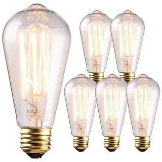 Vintage Edison Bulbs, 60W Dimmable 2200K ST64 Filament Bulbs - 6PACK ...