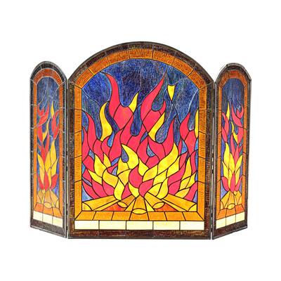 Tiffany-Style 3-panel Fireplace Screen - Overstock - 32418750