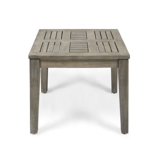 Acacia Wood Hampton Side Table 20 Inch Square Grey Outdoor Patio End Table Transitional Style ...