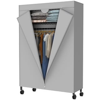 Heavy Duty Garment Rack, Free-Standing Rolling Clothes Rack with Cover ...