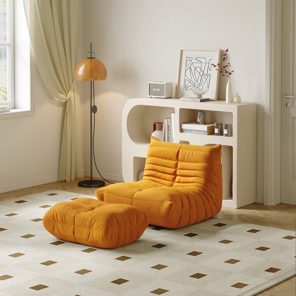 Fireside Chair with Ottoman, Lazy Floor Sofa For Living Room - On Sale ...