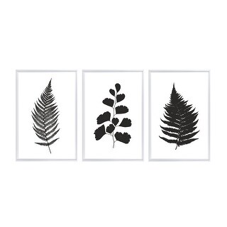 Stratton Home Decor Botanical Ferns Framed Canvas Wall Art - White ...