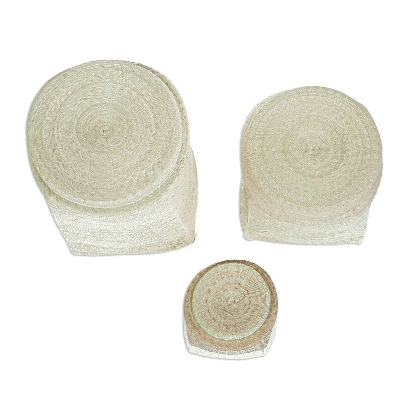 Novica Handmade Mesoamerican Totes Palm Frond Fiber Baskets (Set Of 3 ...