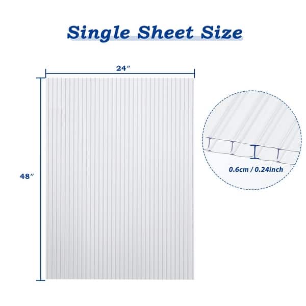 Aoodor 6-Pack Polycarbonate Panels, UV-Protected Waterproof Clear ...