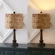 Reese 21.25" Rustic Farmhouse Handwoven Rattan/Resin LED Table Lamp ...