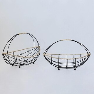 Set Of 2 Metal With Paper Mache Accents Baskets - Bed Bath & Beyond ...