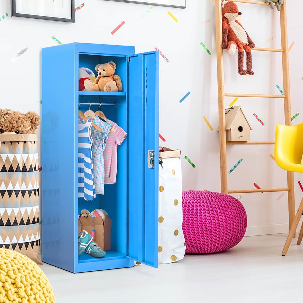 Standing Children Lockable Storage Cabinet Kid Safe Metal Lockers Blue ...
