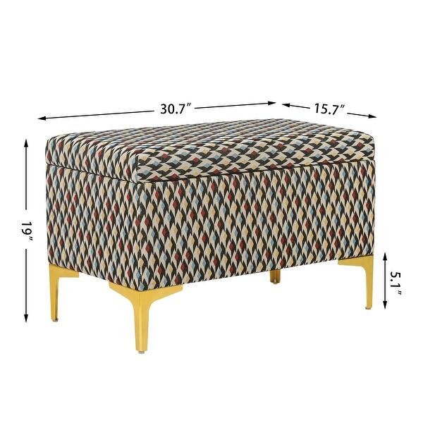 Adeco Storage Ottoman Bench Colorful Stripes with Gold Metal Legs - Bed ...