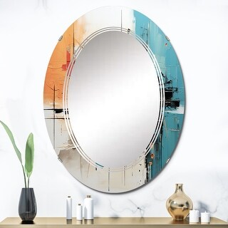 Designart "Collage Fusion V" Abstract Collages Modern Wall Mirror - Bed ...