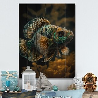 Designart 'Tropical Blue Fish In Shades Of Blue And Orange V' Animal ...