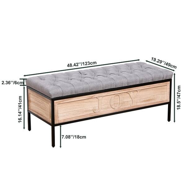 48'' Storage Bench Linen Upholstered End of Bed Storage Benches - Bed ...