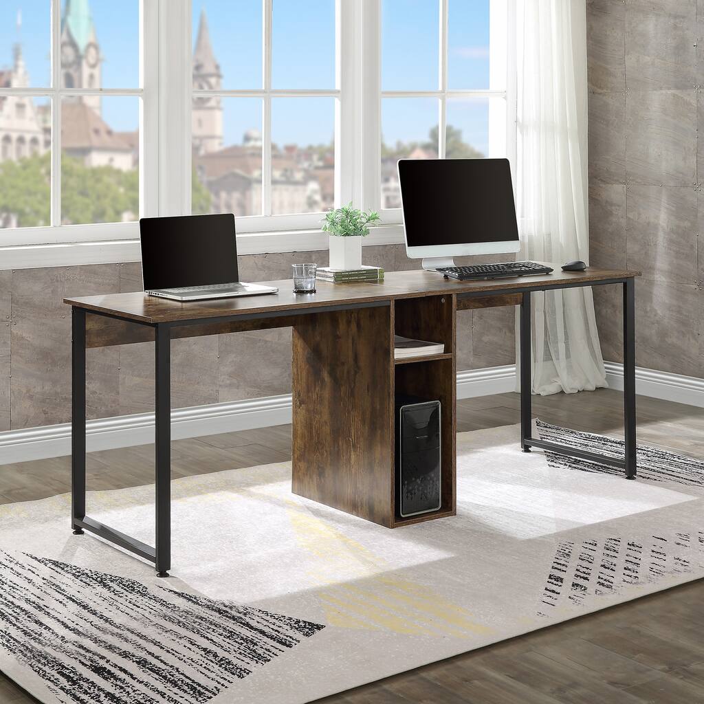 Home Office 2-Person Desk, Large Double Workstation Desk, Writing Desk ...