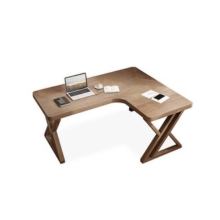Light walnut L-shape Desk Solid Wood desks - Bed Bath & Beyond - 41281876