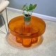 Modern Artistic Flower Glass Round Coffee Table Side Table - Bed Bath ...