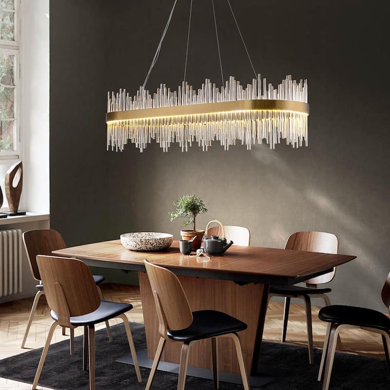 Starsky 1-Light 38in Modern Gold Linear LED Ceiling Light Adjustable ...