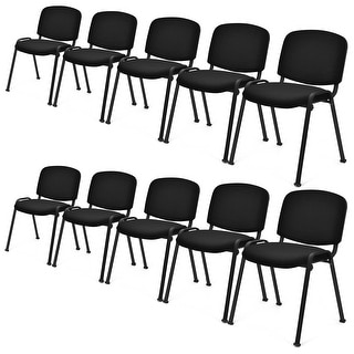 Gymax Set of 10 Stackable Mid Back Conference Guest Reception Chair ...