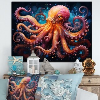 Designart "Octopus Expressionist Abyss II" Octopus/Squidwall Art - Bed ...