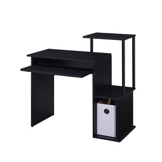 Black Computer Desk With Keyboard Tray And Open Shelving - Bed Bath ...