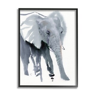 Stupell Abstract Elephant March Grey Safari Animal Watercolor Framed ...
