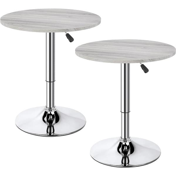 Height-Adjustable Round Pub Table with 360 Swivel and MDF Tabletop ...