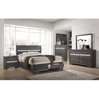 Bambie 3 Piece Gray Silver Storage Platform Bedroom Set - Bed Bath ...
