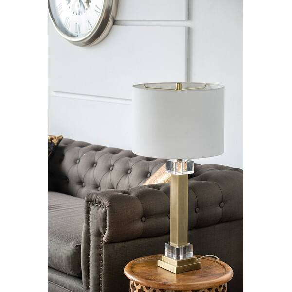 Squat Cylinder Table Lamp with White Rounded Drum Shade - Bed Bath ...
