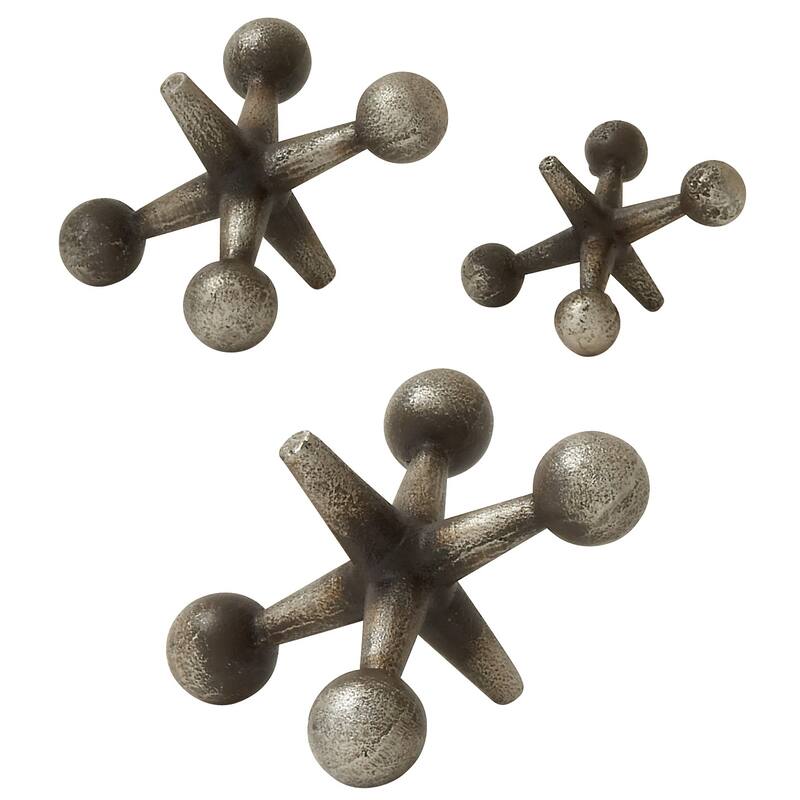Classy Metal Silver Jacks (Set Of 3) - Overstock - 21015402