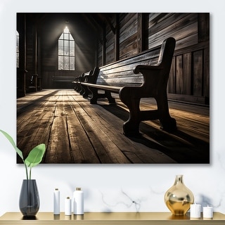 Designart "Church Bench Contemplation" Spiritual Wall Art Living Room ...