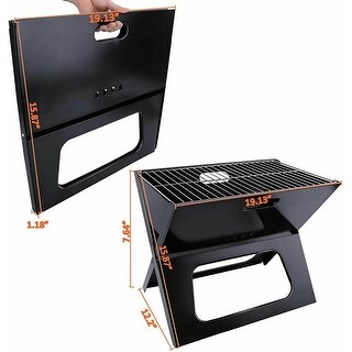20" Portable Grill Charcoal Barbecue Grill, Folding Grill Notebook ...