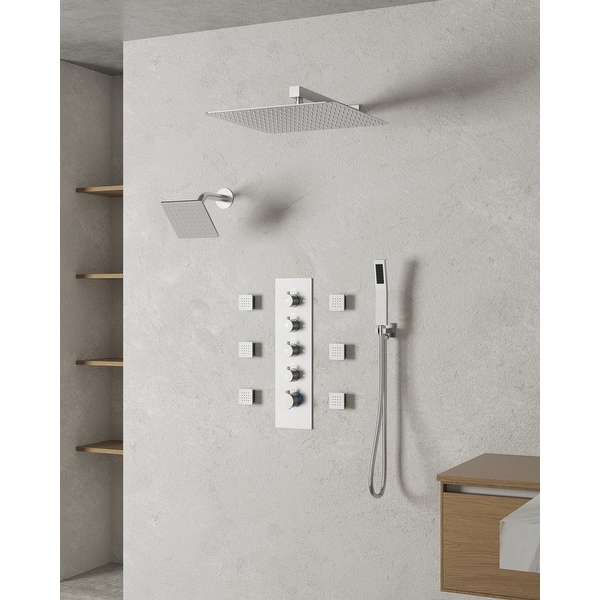 EVERSTEIN 12" Dual Head Shower System with 4-Way Thermostatic Valve and ...