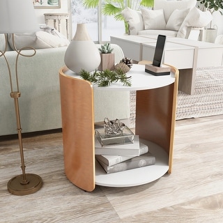 Fing Modern White 20-inch Round 1-Shelf Side Table by Furniture of ...