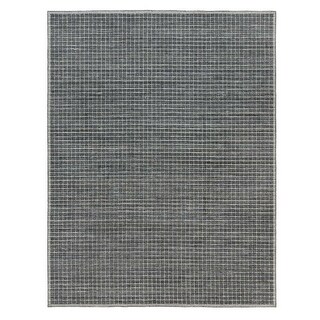 Shahbanu Rugs Raku Gray, Loomed Knotted Modern Box Plain Decor Design ...