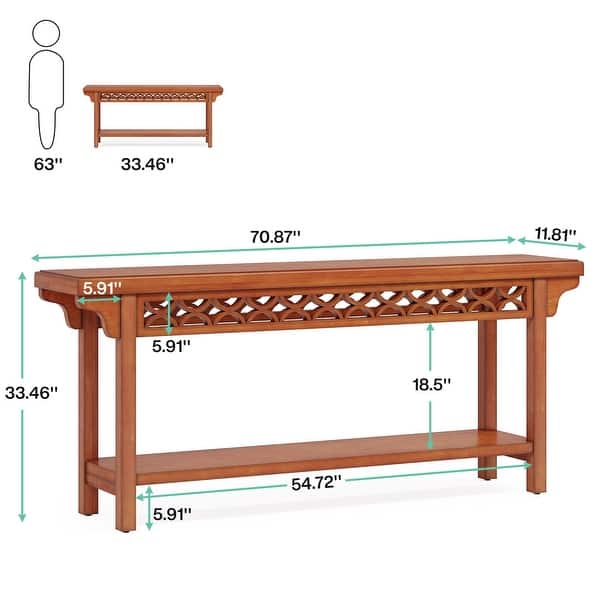 70.8 Inch Farmhouse Solid Wood Long Console Table Sofa Table - Bed Bath ...