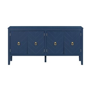 Four-Door Sideboard with Geometric Line Patterns and Vintage Metal ...
