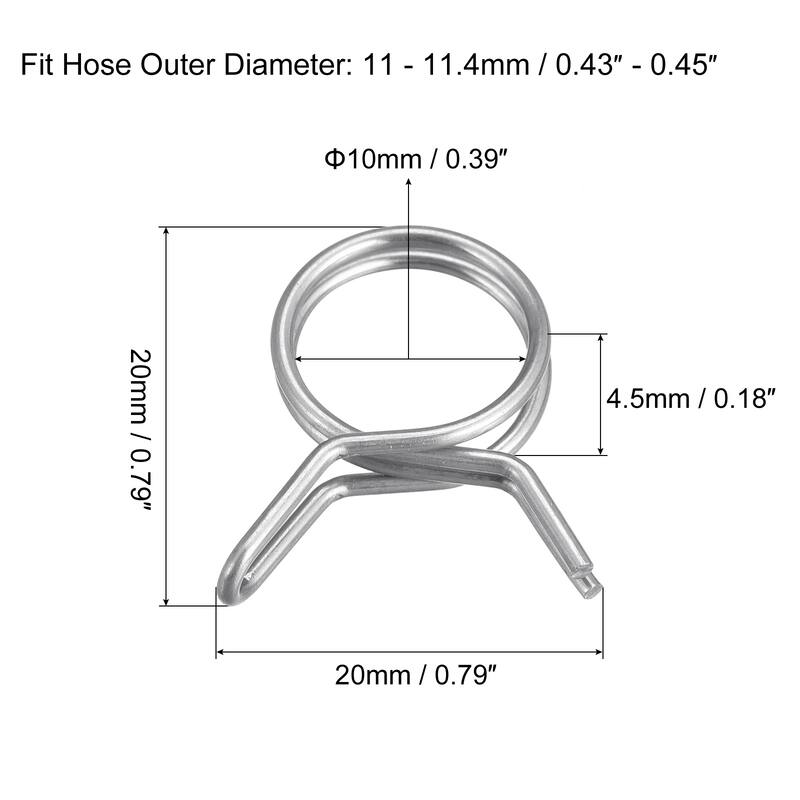 Double Wire Spring Hose Clamp, 10pcs 304 Stainless Steel 10mm Spring ...