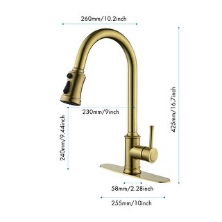 1.8GPM Stainless Steel High Arc Single Handle Kitchen Faucets with Pull ...
