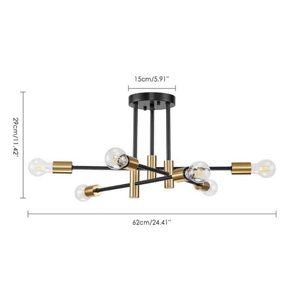 6/8-Light Mid-Century Modern Industrial Sputnik Semi-Flush Mount ...