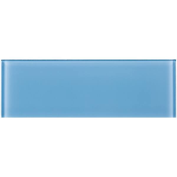 TileGen. 4" x 12" Glass Subway Tile in Light Blue Wall Tile (30 tiles ...