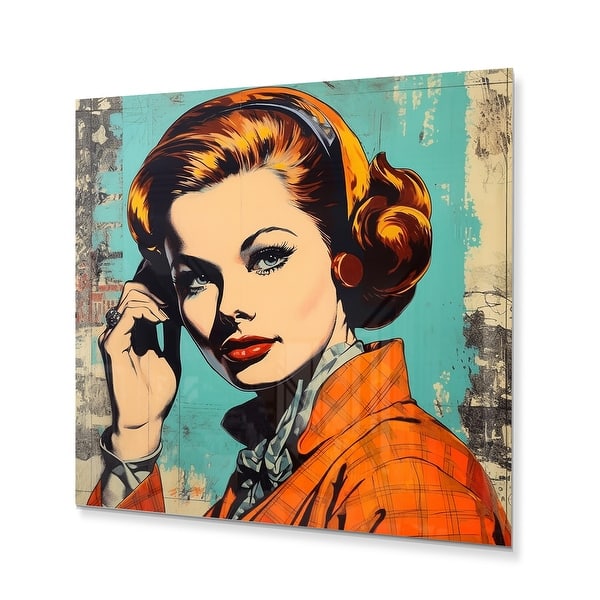 Designart "1950S Pop Art Woman Portrait I" Celebrity Large Metal Prints ...