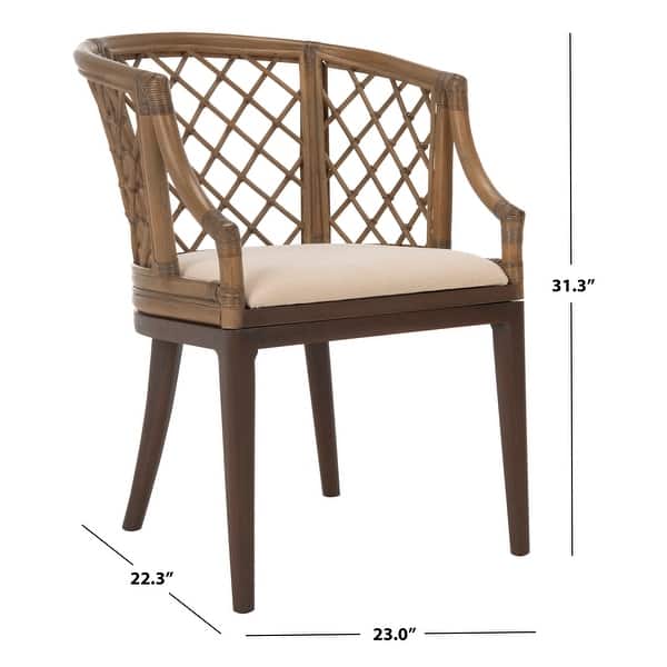 SAFAVIEH Carlotta Rattan Lattice Arm Chair - 22.3" W x 23" L x 31.3" H ...