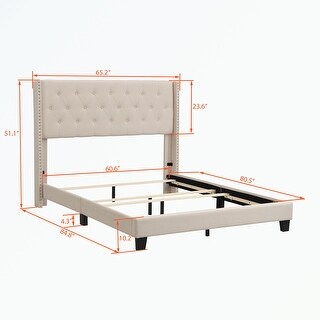 Queen size Upholstered Platform Bed,Box Spring Needed - Bed Bath ...