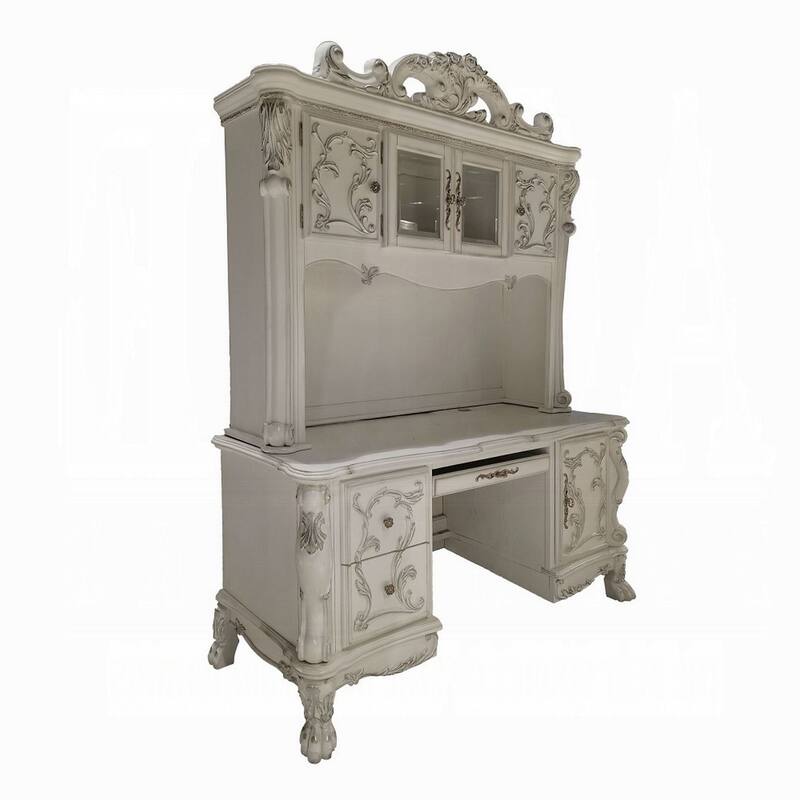 Ally Computer Desk and Hutch, Victorian Classic Bone White, 88 Inch ...
