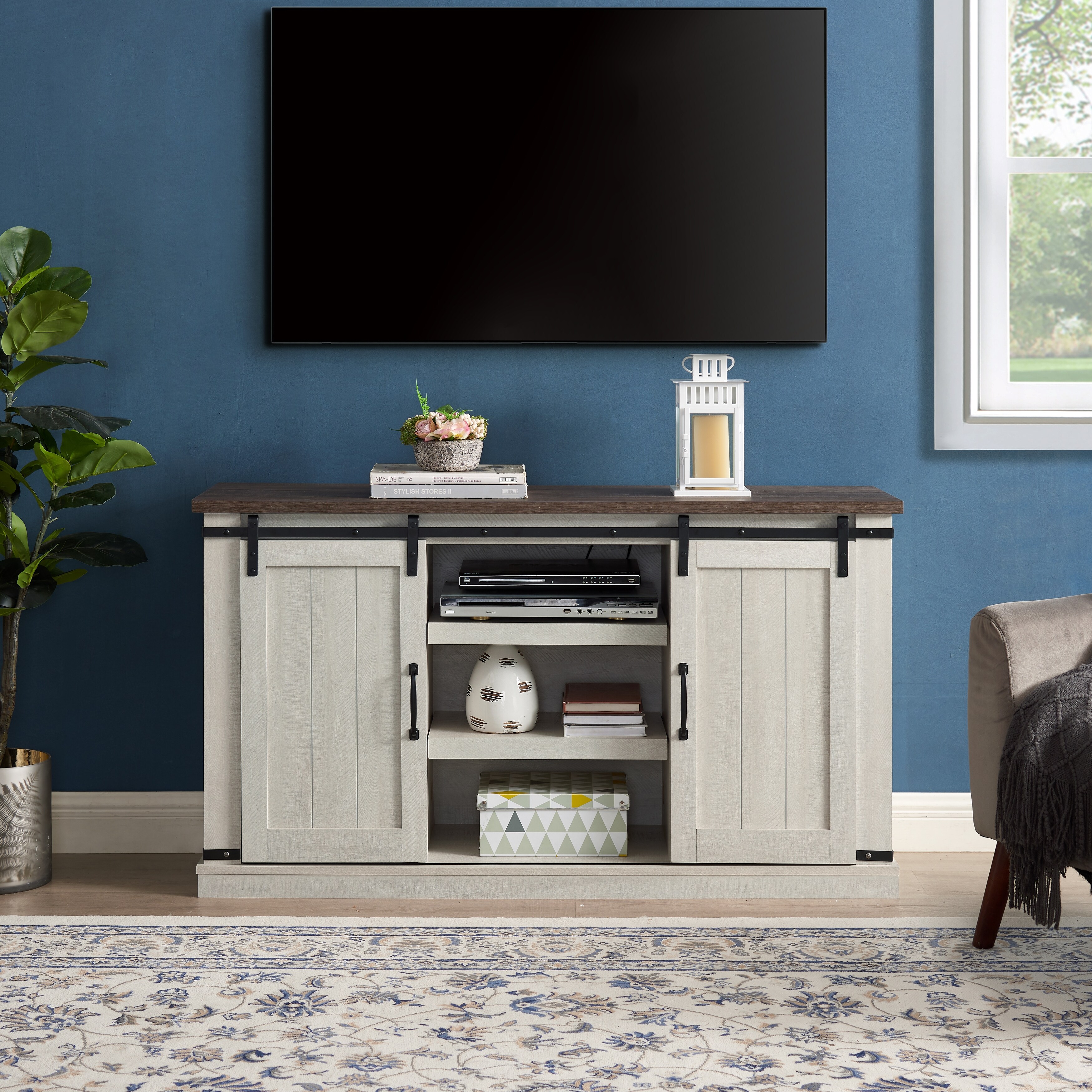 Barn door entertainment unit store