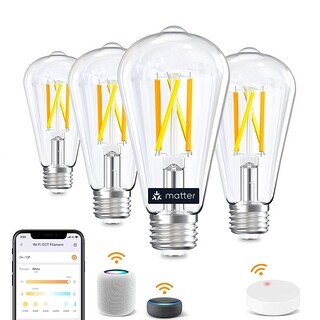 Matter Smart Edison Light Bulbs with Smart Button, ST58 Vintage Light ...