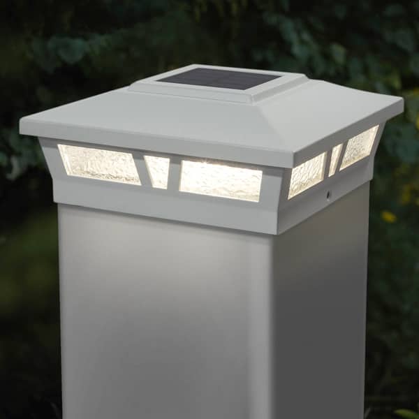 Classy Caps 6x6 White Aluminum Oxford Solar Post Cap (Set of 2) - Bed ...
