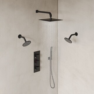 Thermostatic Triple Heads Multifunction Shower System with Rain Shower ...
