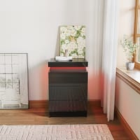 Modern High gloss UV Night Stand with 3 drawers & LED lights - Bed Bath ...