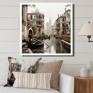 Designart "Beige Canal Ancient Watercourse Slate II" Canals Framed ...