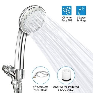 High Pressure 5 Spray Settings Massage Handheld Shower, Head Stainless ...